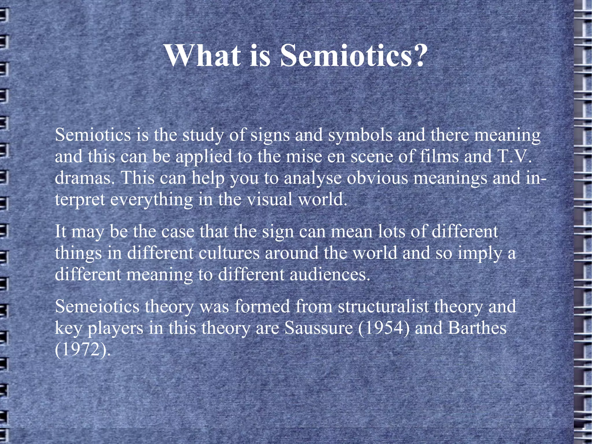 Mise en scene and semiotics | ODP
