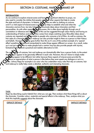Mise en scene booklet GCSE Film Studies | PDF