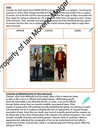 Mise en scene booklet GCSE Film Studies | PDF