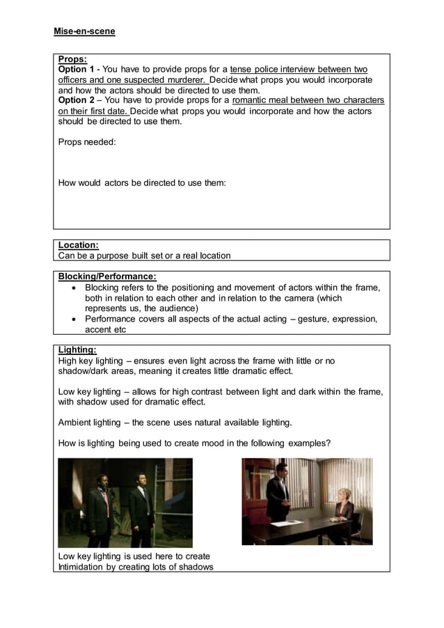Mise en Scene Work | PDF