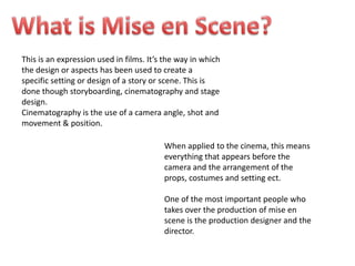 Mise en scène & camera presentation | PPT