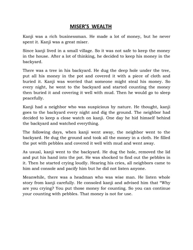 Miser's wealth | DOCX