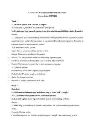 Management Information System Questions and Answers | DOC