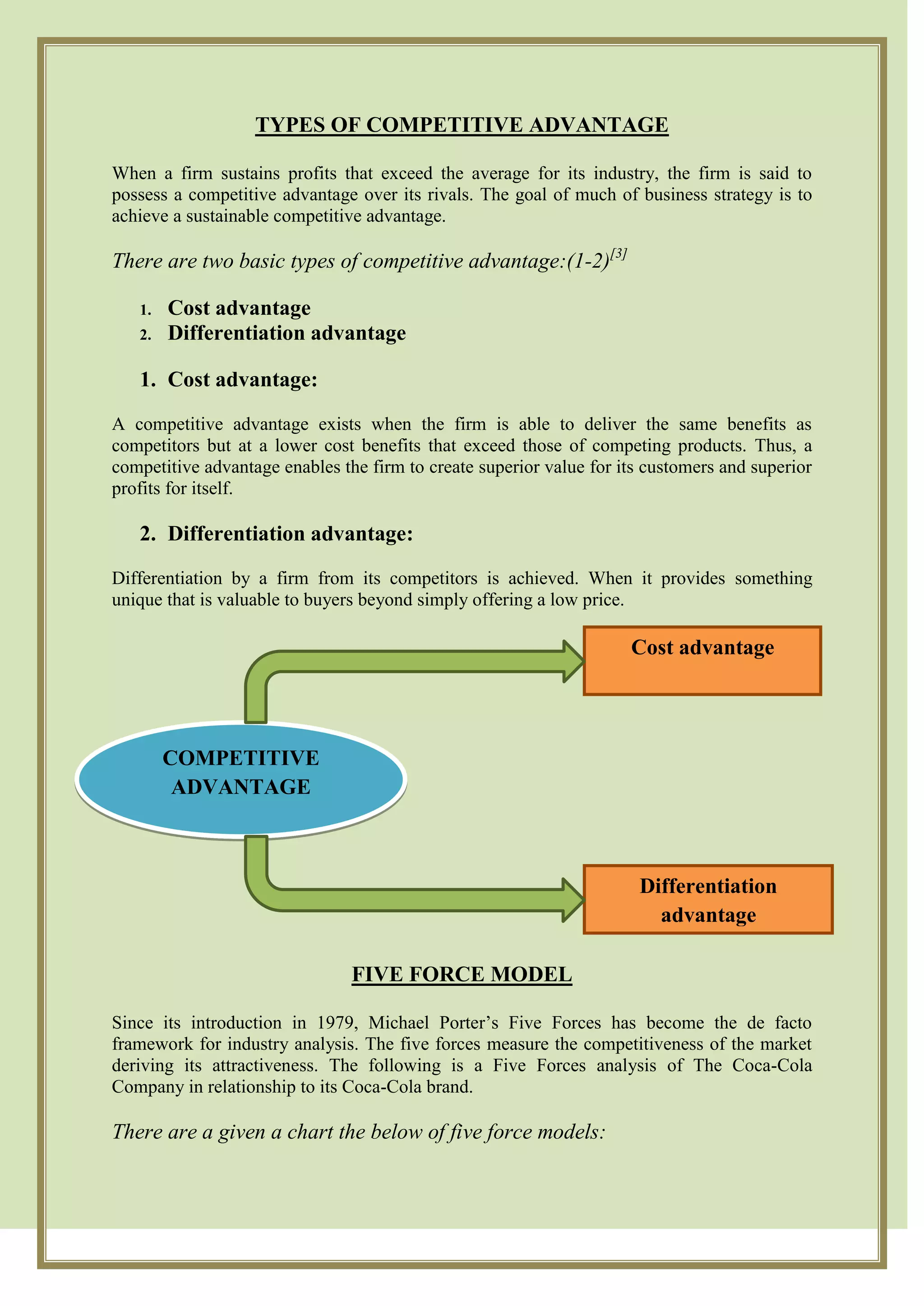 COMPETITIVE ADVANTAGE OF COCA-COLA | PDF