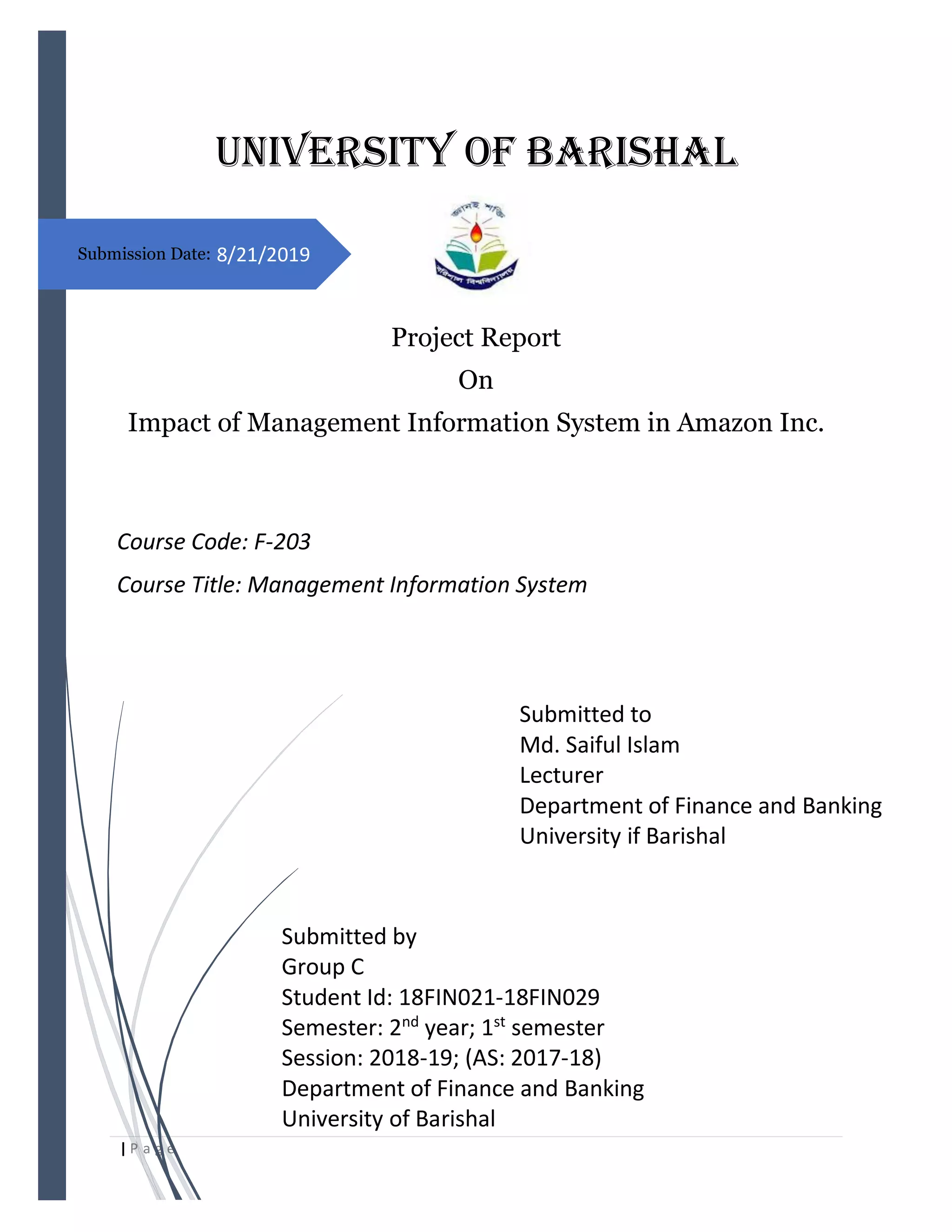 Management Information System In Amazon Inc. | PDF