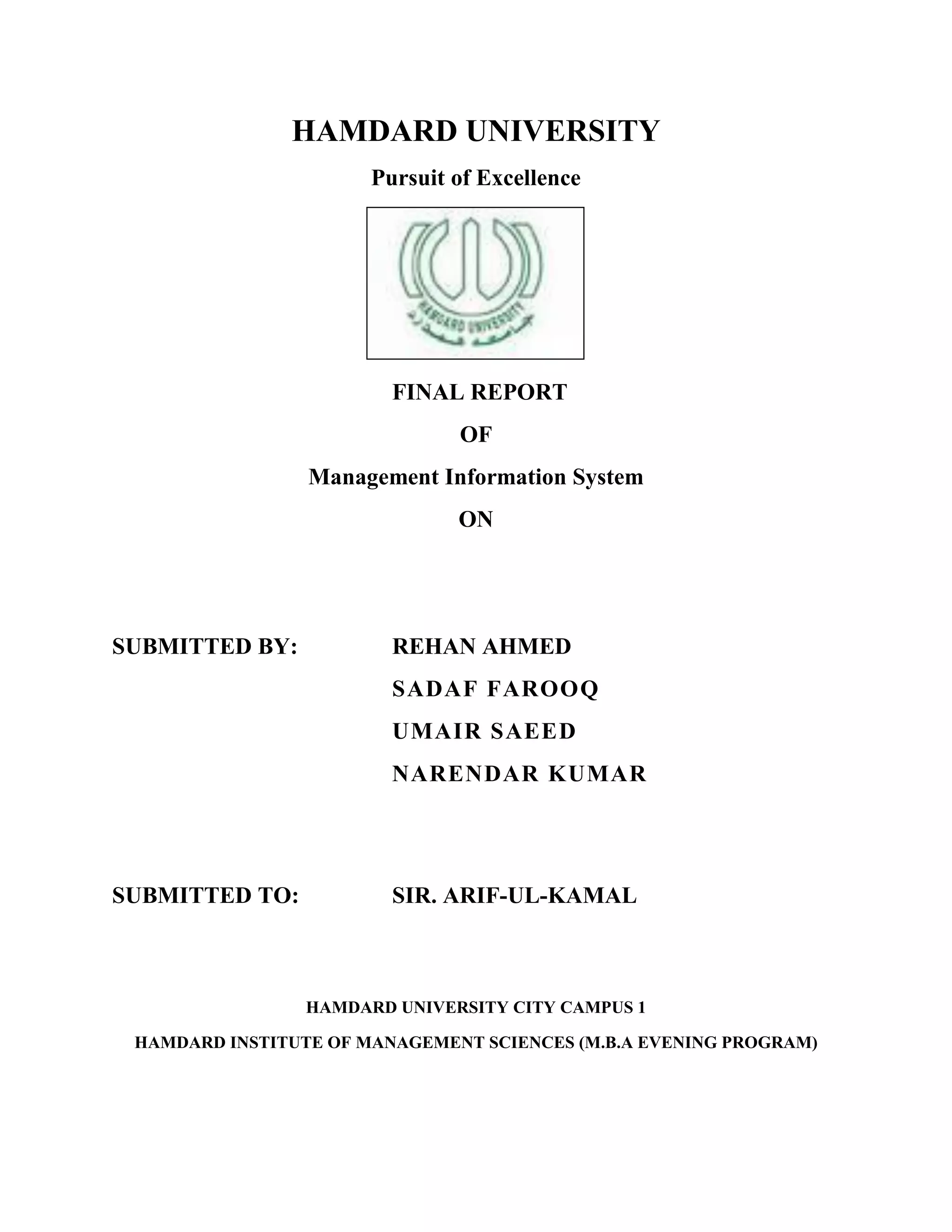 Management Information System Final Report | PDF