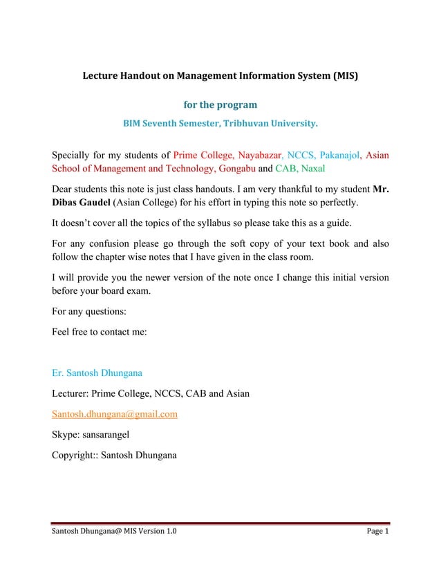 Management Information System (Full Notes) | PDF