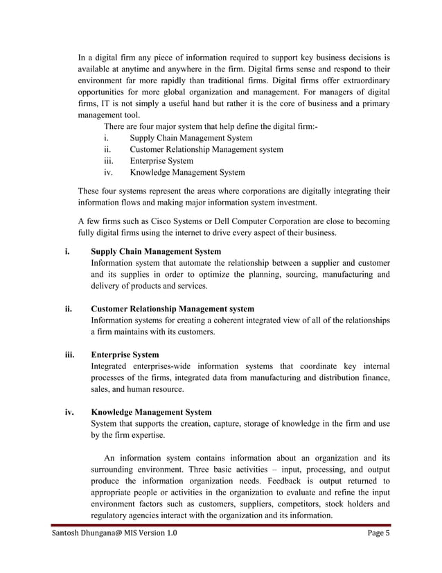 Management Information System (Full Notes) | PDF