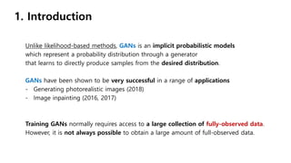 [Paper Review] MisGAN: Learning from Incomplete Data with Generative Adversarial Networks (ICLR ...