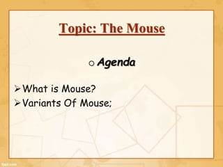 The Mouse (Computer Fundamentals) | PPT