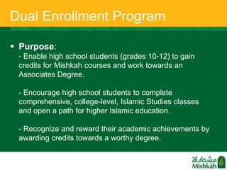 Mishkah Dual Enrollment Program | PPTX