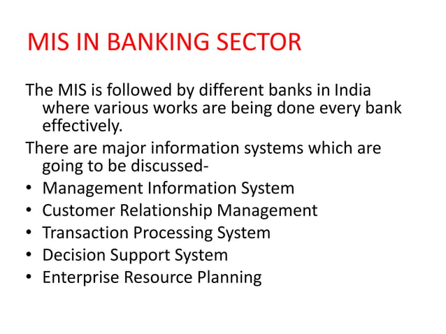 Mis in banking sector | PPTX
