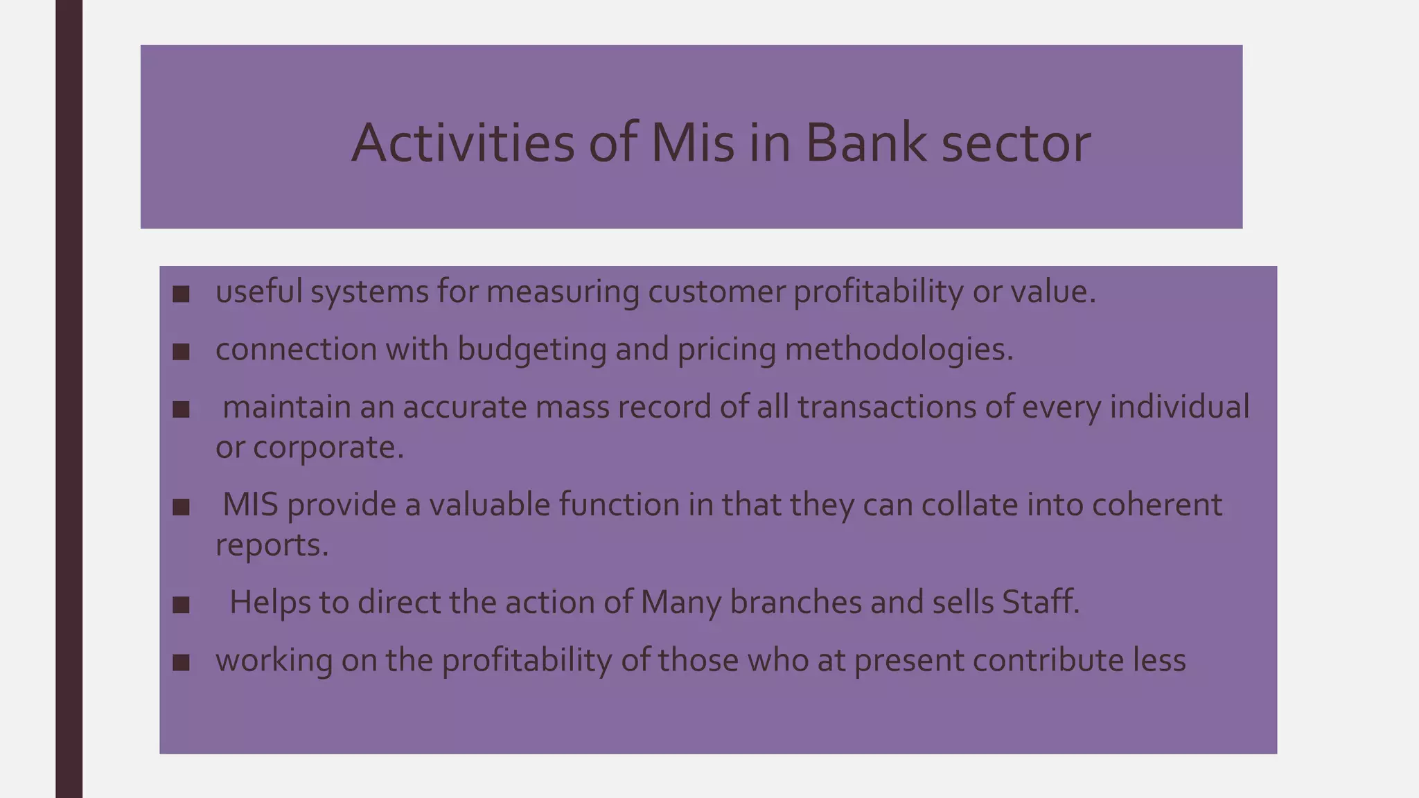 Mis in banking sector | PPTX