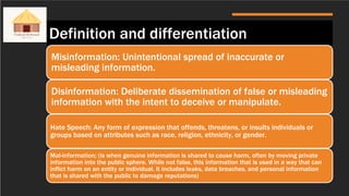 Tackling Misinformation, Disinformation, and Hate Speech: Empowering ...
