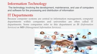 Application of MIS in Service based IT Sectors | PPTX | Databases ...