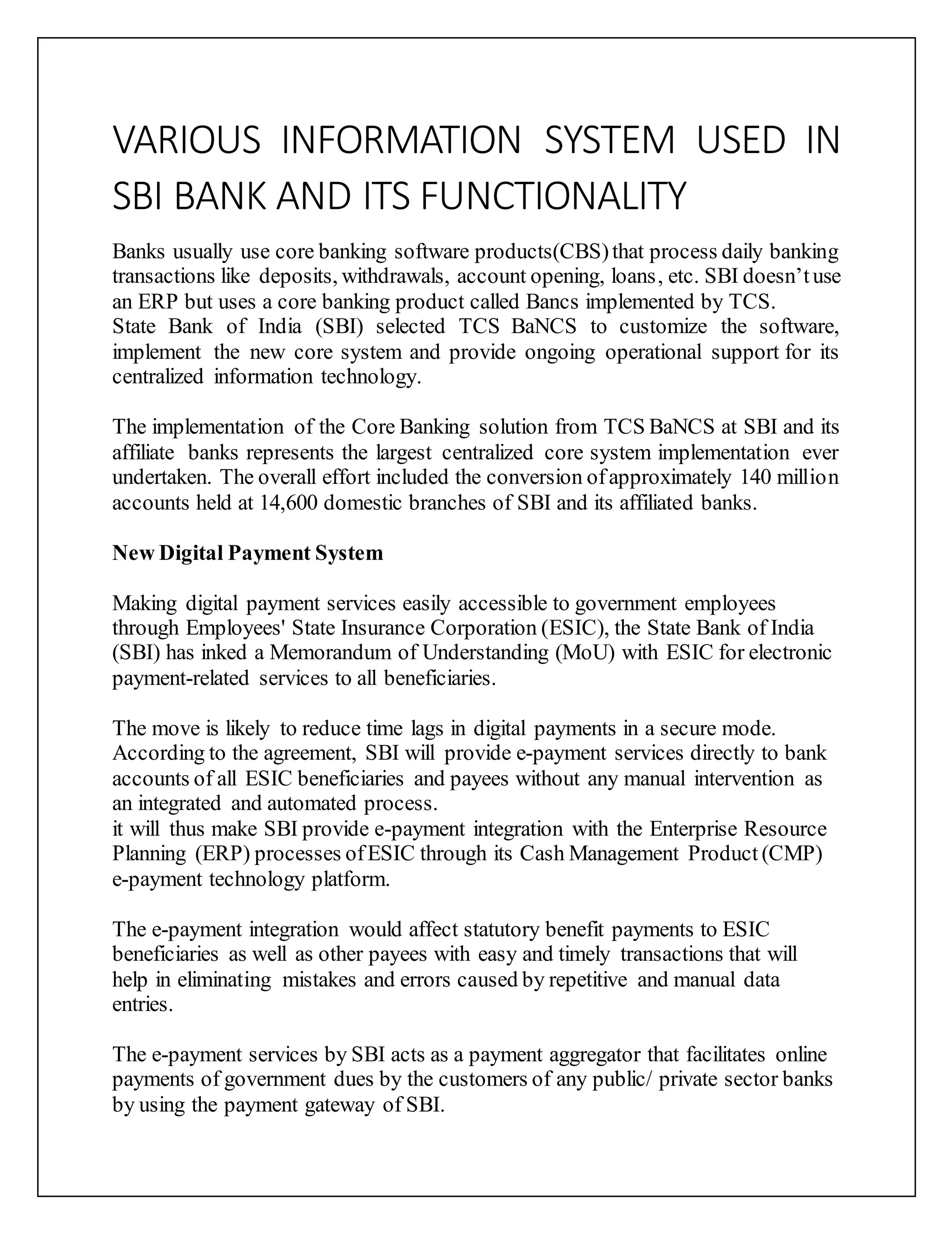 MANAGEMENT INFORMATION SYSTEM IN SBI | DOCX