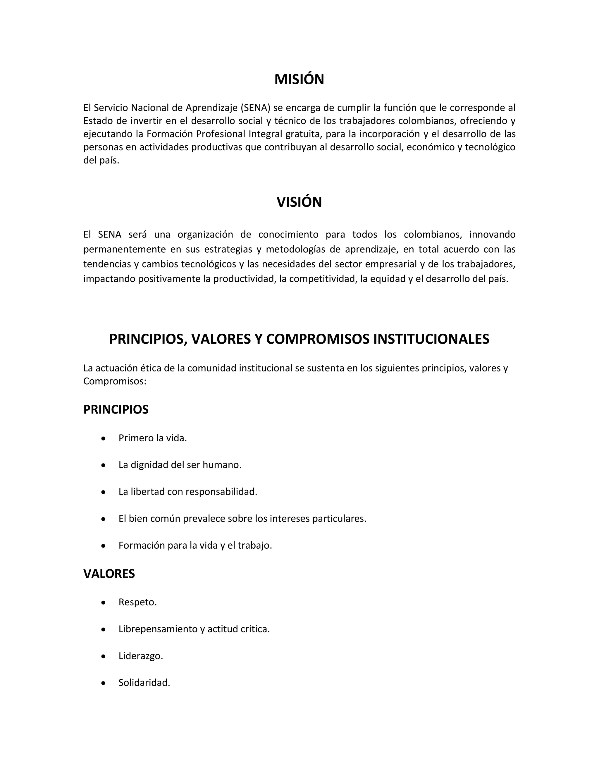 Mision,vision simbolos del sena | DOCX