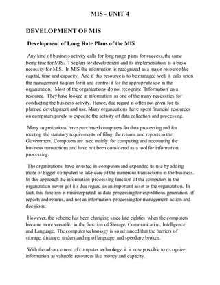 Mis notes unit 4 | DOCX