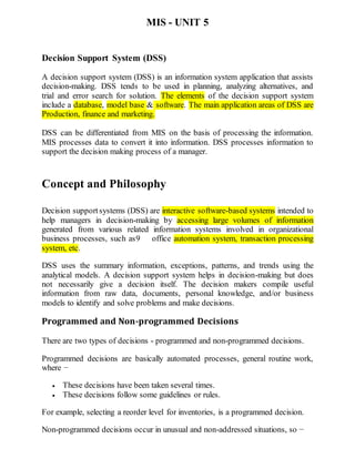 Mis notes unit 5 -BBA/BCA | DOCX
