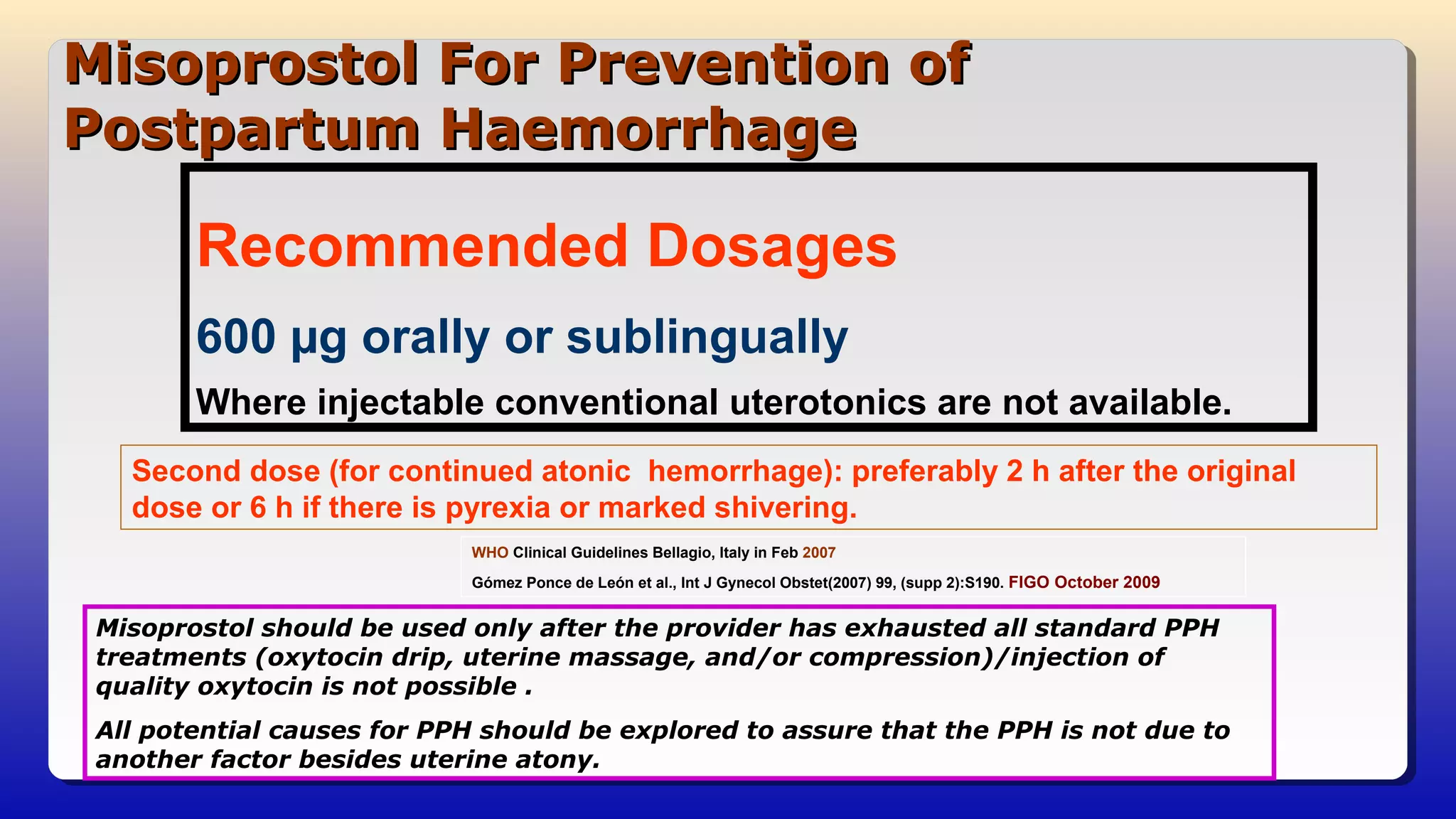 Misoprostol in obstetrics | PPT