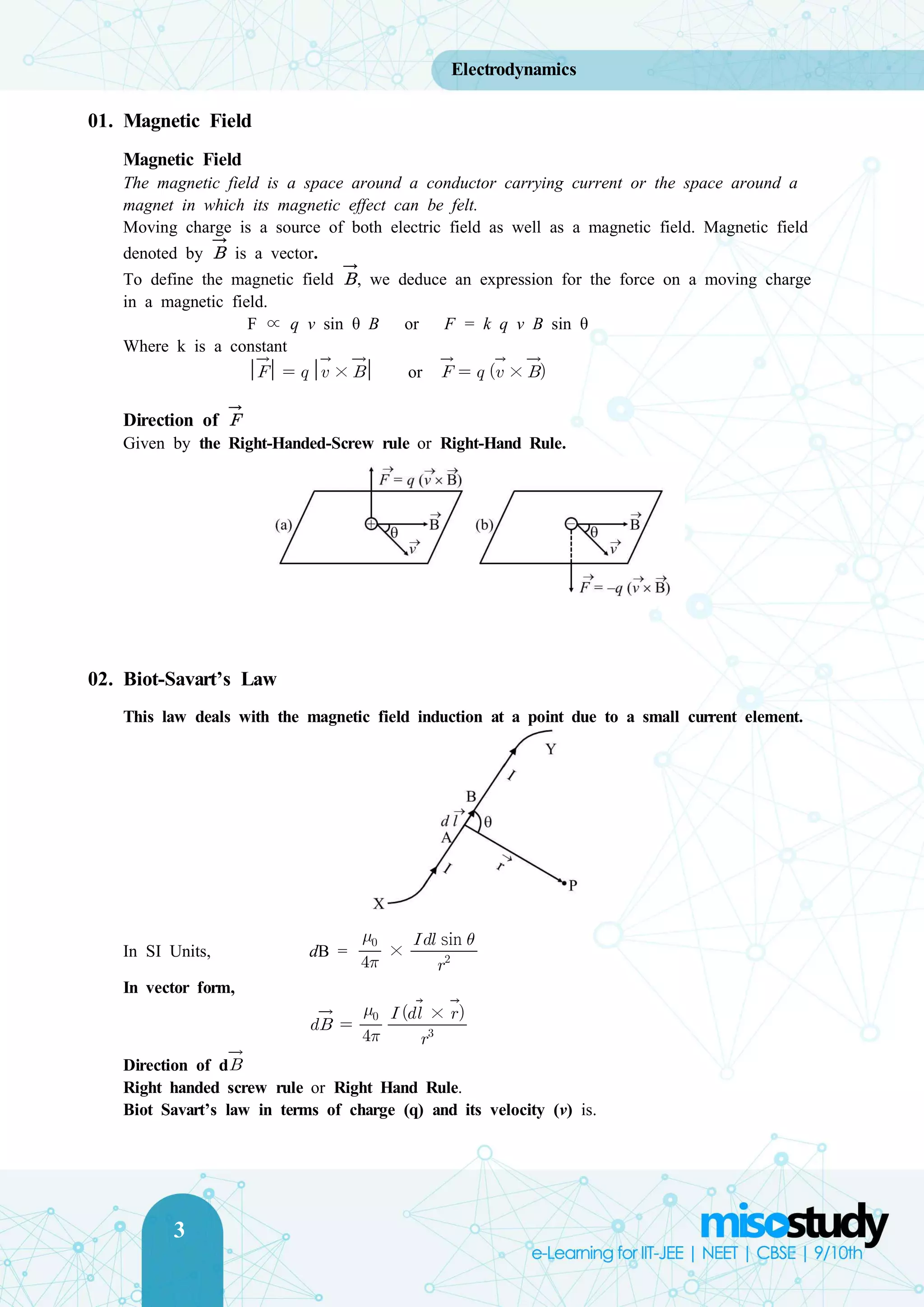 Electrodynamics Physics 12th Class Notes for NEET 2020 | PDF