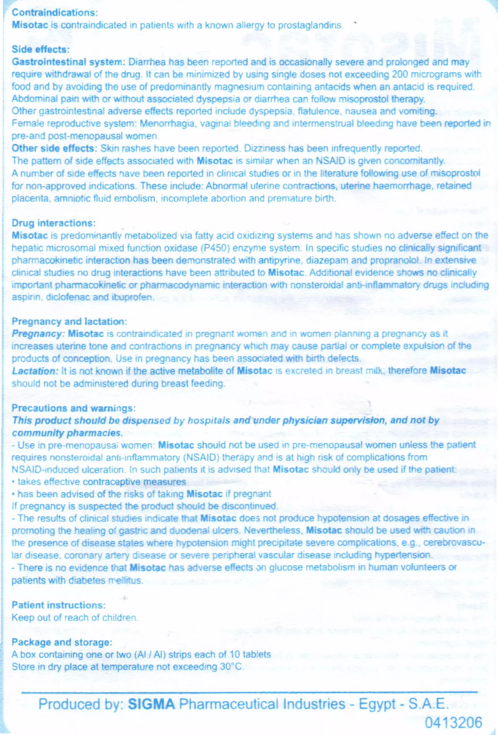 Misotac tablet misoprostol - patient information leaflet | PDF