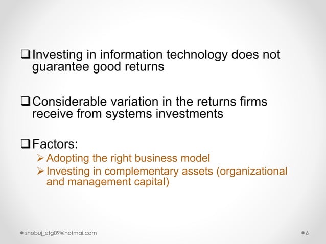 Business Information Value chain and Complementary Assets | PPT