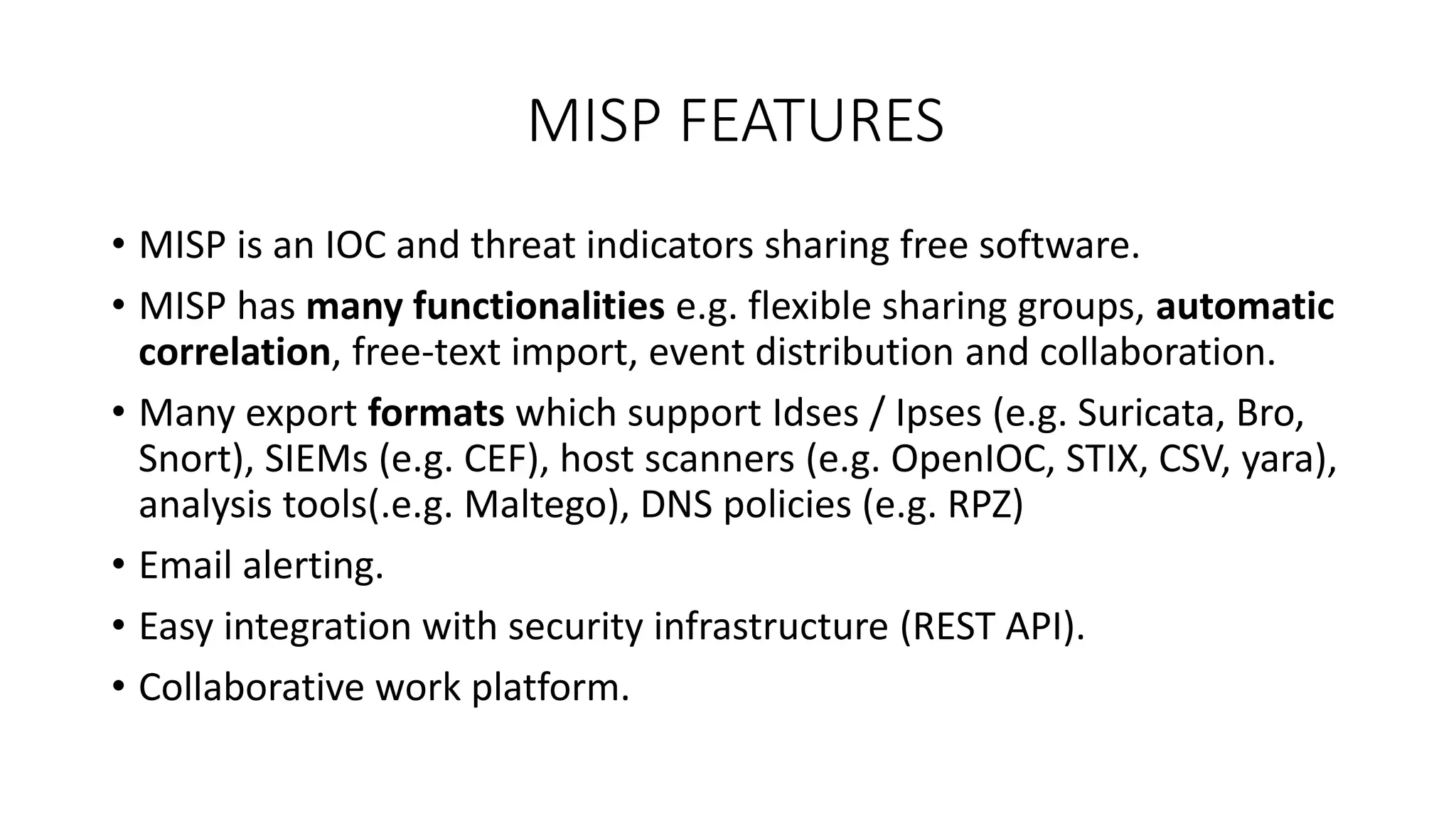 Misp(malware information sharing platform) | PPTX