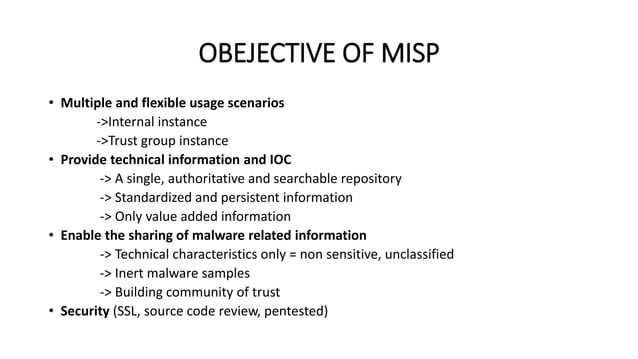 Misp(malware information sharing platform) | PPTX | Operating Systems ...