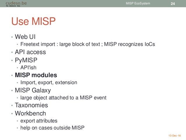 MISP EcoSystem - Threat Intelligence, VMRay, MISP