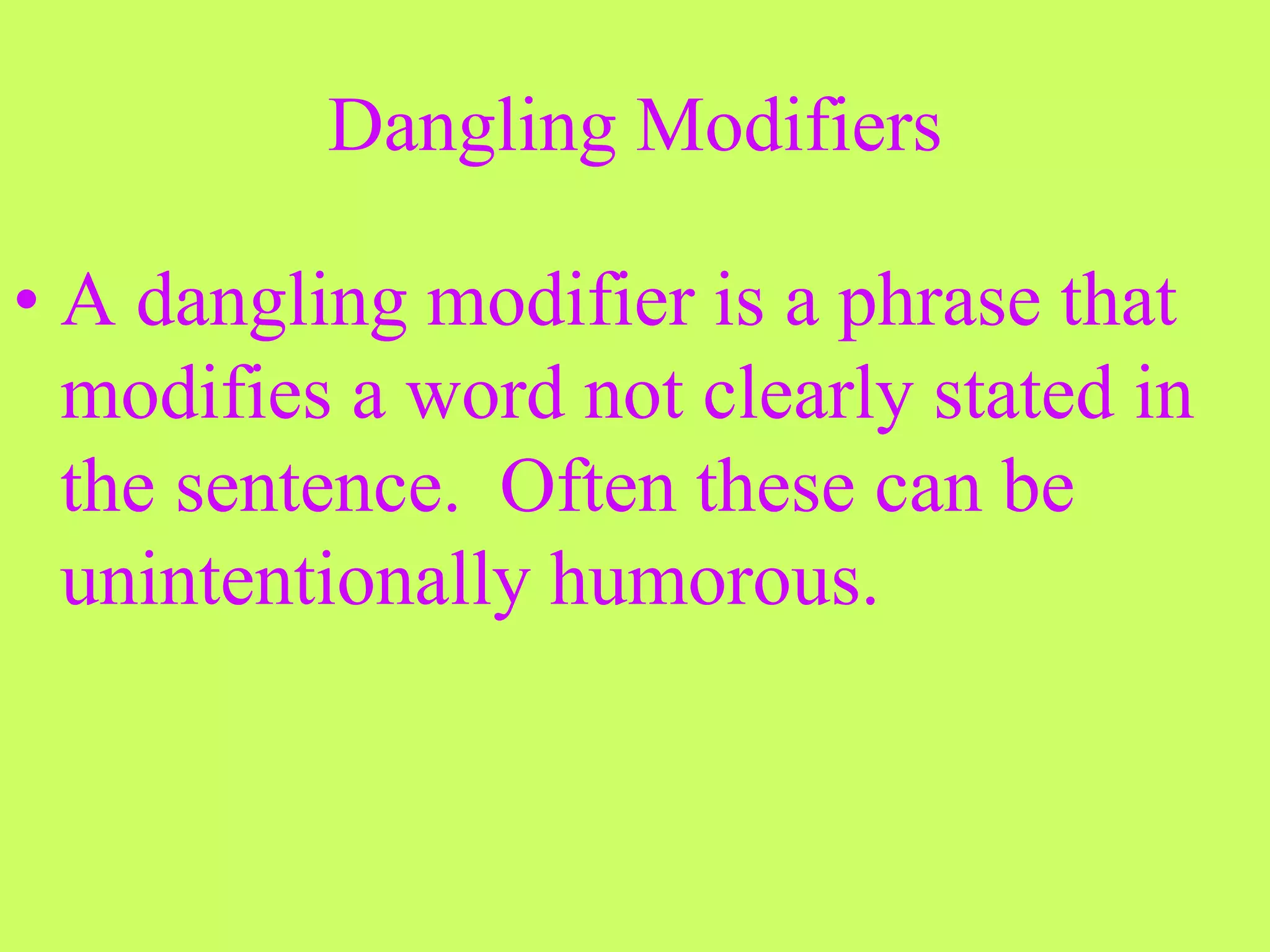 Misplaced modifiers-intro-6 dickerson | PDF