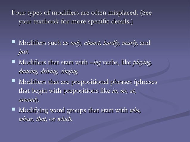 Misplaced and dangling modifiers | PPT
