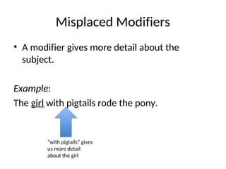 Misplaced and Dangling Modifiers powerpoint presentation | PPT