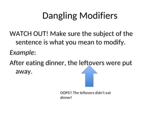Misplaced and Dangling Modifiers powerpoint presentation | PPT