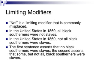 MODIFIERS IN ENGLISH LANGUAGE-DANGLING AND MISPLACED | PPT