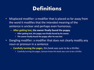Misplaced modifiers & dangling modifiers | PPT