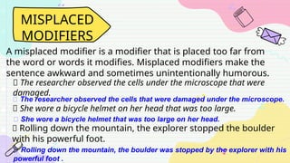 MISPLACED, SQUINTING, & DANGLING MODIFIERS | PPTX