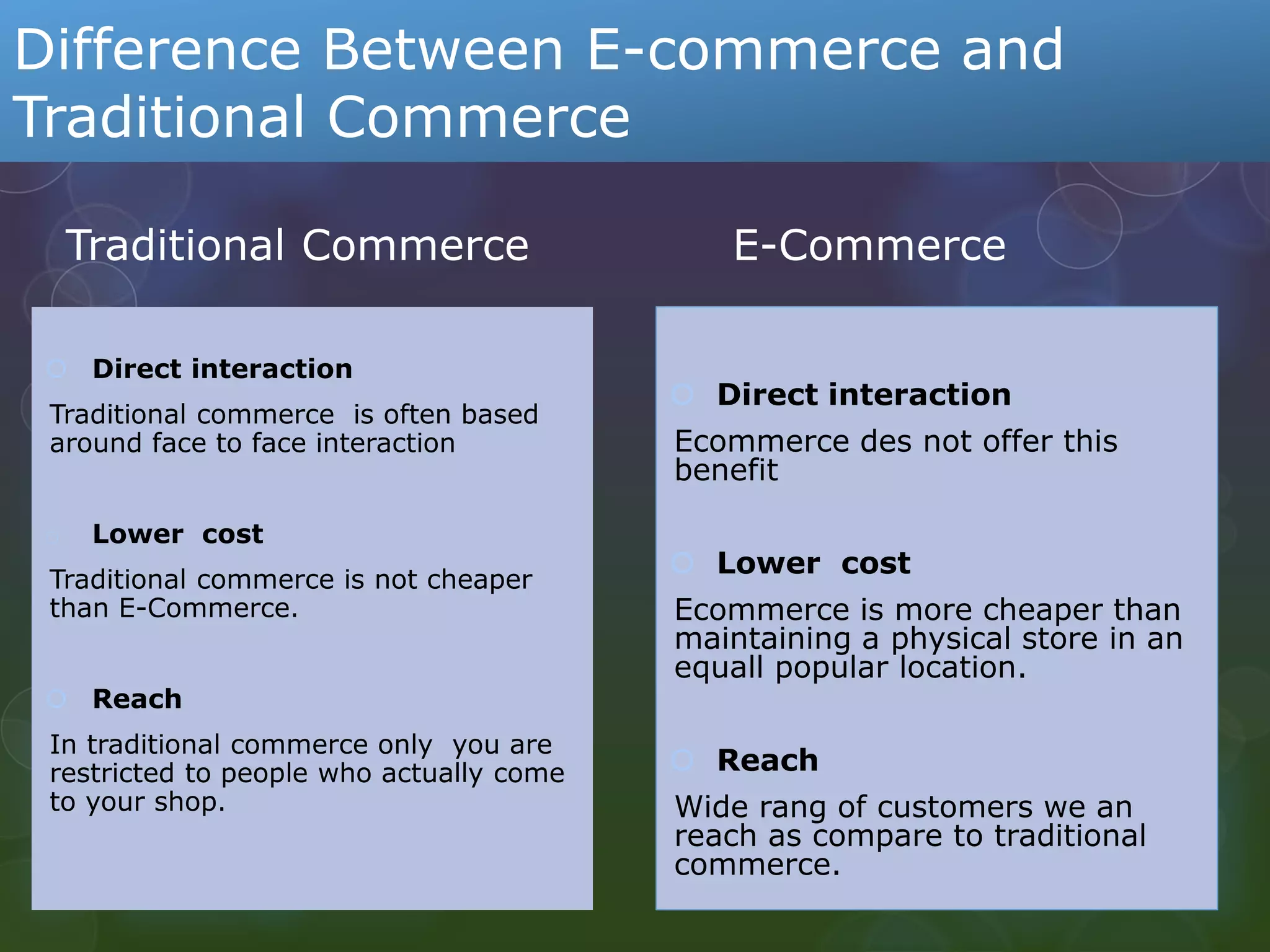 E-COMMERECE V/S TRADITIONAL COMMERCE | PPTX