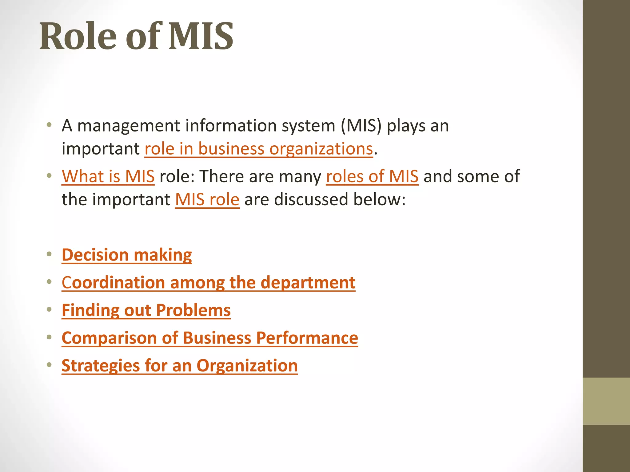 basic concept ,Introduction,Objective and Role of Mis | PPTX