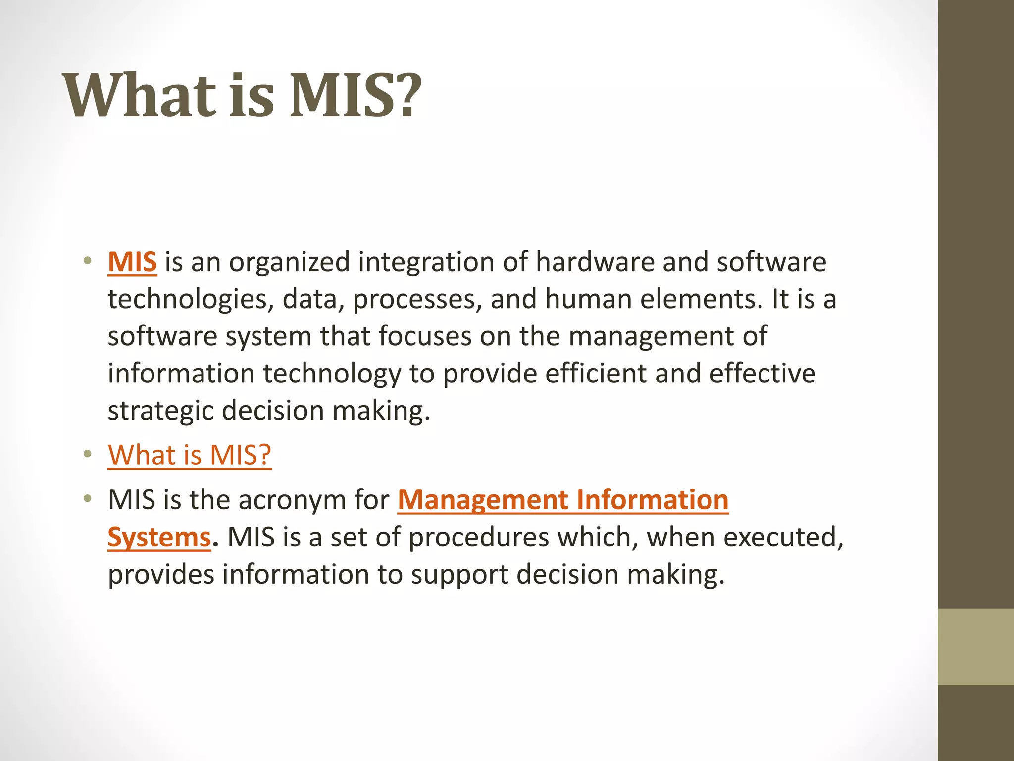 basic concept ,Introduction,Objective and Role of Mis | PPTX