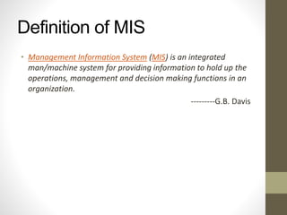 basic concept ,Introduction,Objective and Role of Mis | PPTX