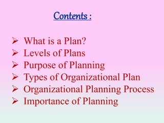 ORGANIZATIONAL PLANNING AT DIFFERENT MANAGERIAL LEVELS | PPT