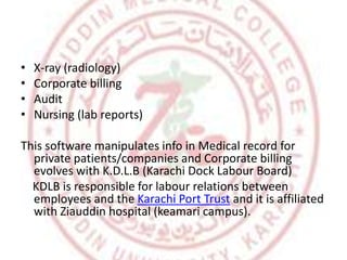 MIS project On Ziauddin Hospital | PPTX