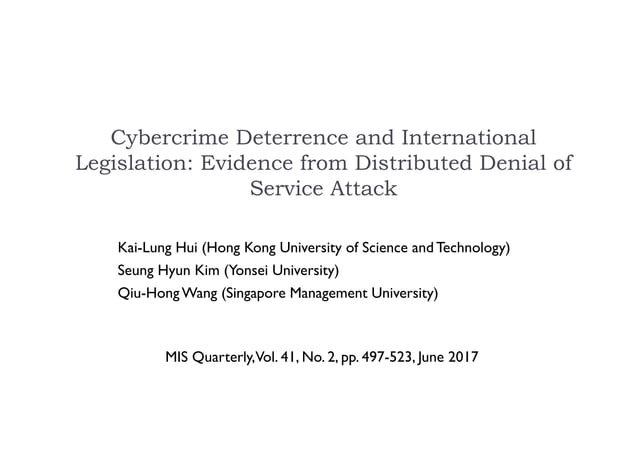 Cybercrime Deterrence and International Legislation: Evidence from ...