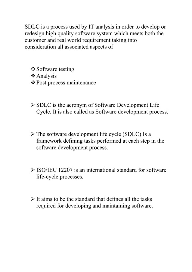 Report on SOFTWARE DEVELOPMENT LIFE CYCLE SDLC | DOCX | Operating Systems | Computer Software ...