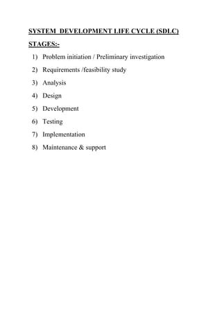Report on SOFTWARE DEVELOPMENT LIFE CYCLE SDLC | DOCX