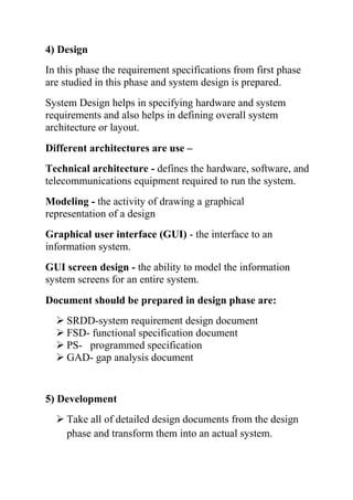 Report on SOFTWARE DEVELOPMENT LIFE CYCLE SDLC | DOCX