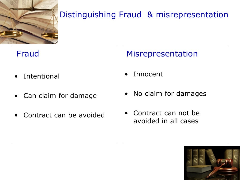 Misrepresentation and fraud