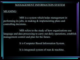 MIS Role in Production | PPT
