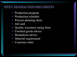 MIS Role in Production | PPT